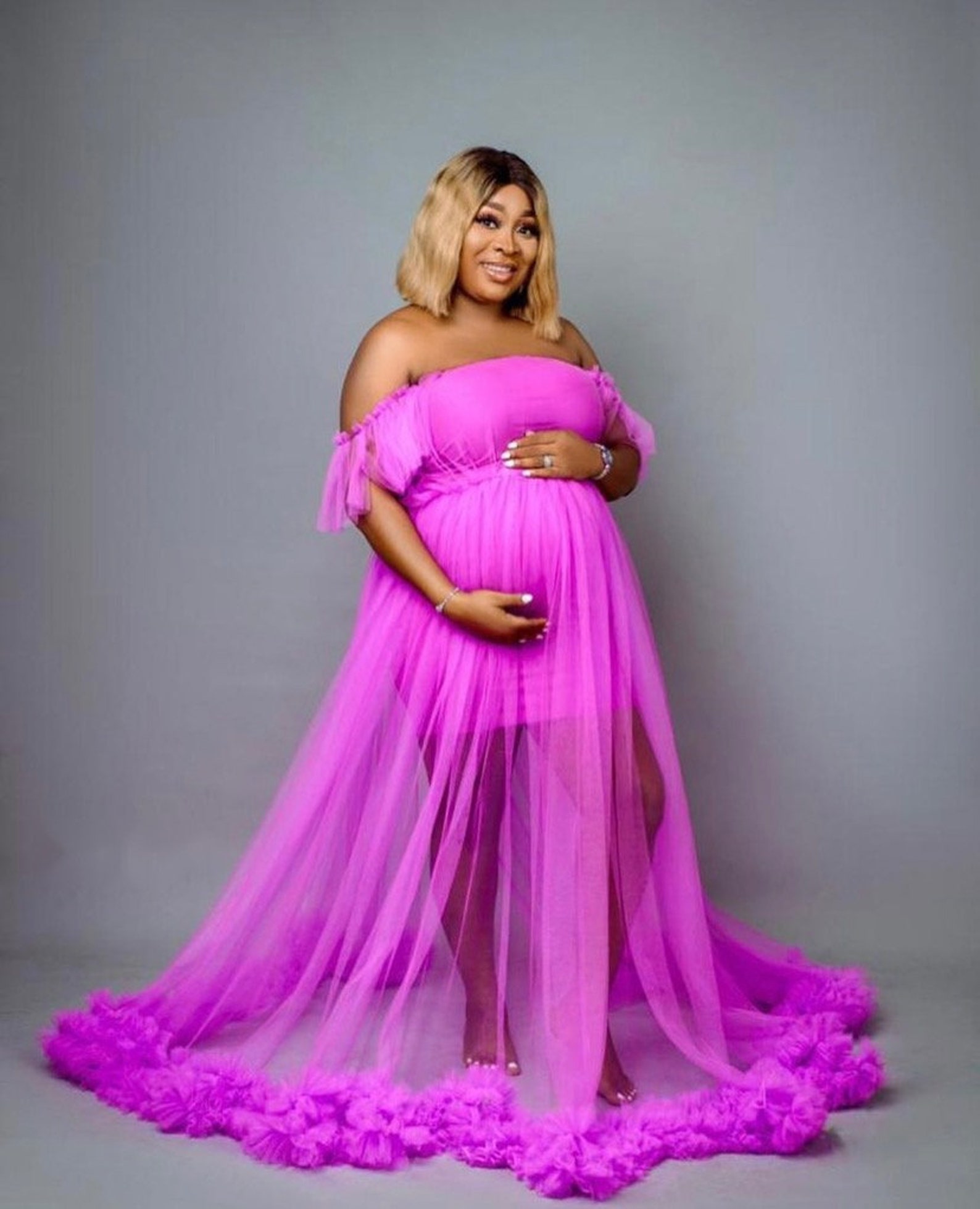 Tulle Evening Dress Maternity Tulle Gown Ruffle Dress Tulle - Etsy