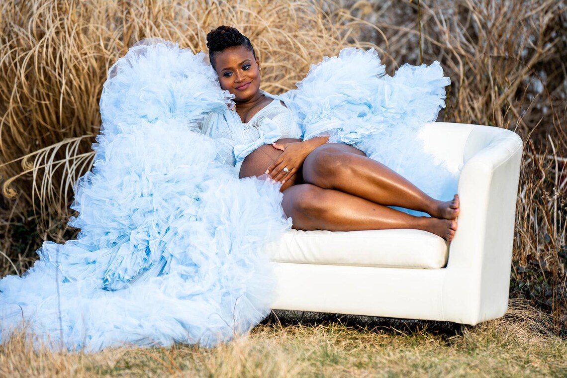 Bridal Fluffy Tulle Maternity Robes Women Long Tulle Dresses | Etsy