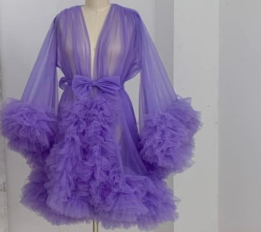 Short Tulle Robe, Mini Tulle Robe, Tulle Ruffle Robe - Etsy