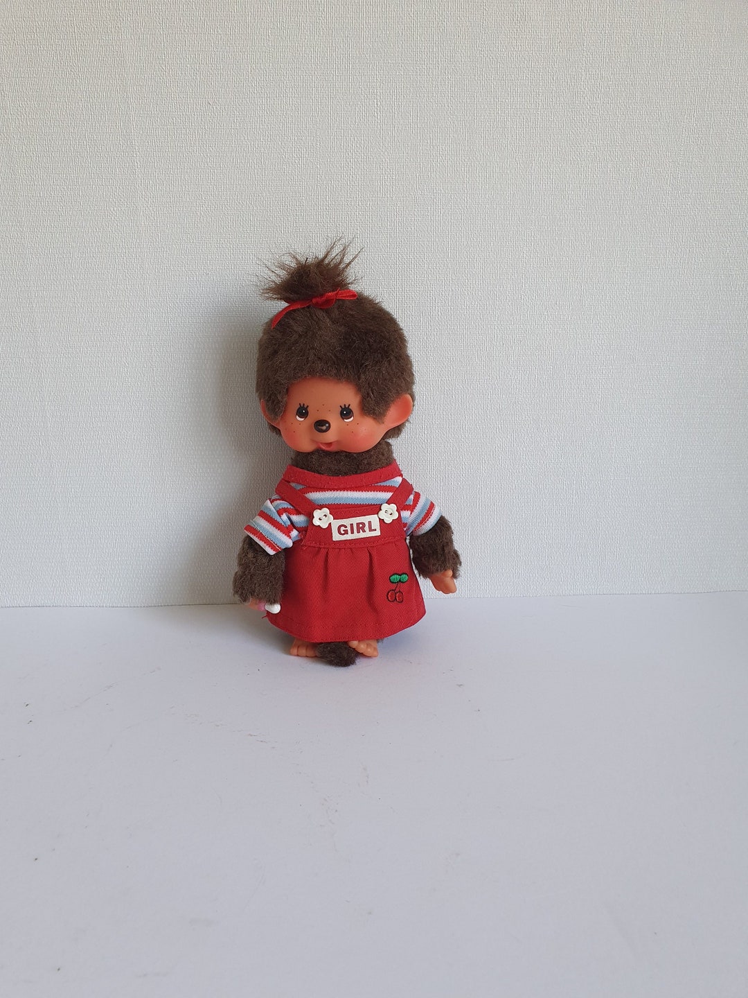 Vintage Monchhichi Sekiguchi Plush Doll in Cherry Outfit W/red Bow in ...