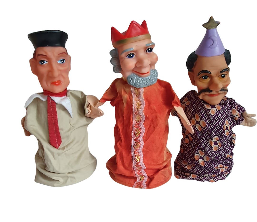 Vintage German Rubber Head Judge King Wizard Hand Puppet Set - Etsy
