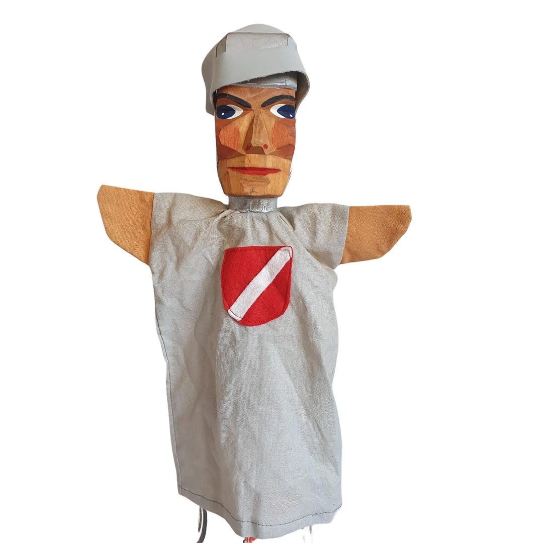 Vintage Lotte Sievers-hahn Hand Carved Wooden Head Knight Hand Puppet ...