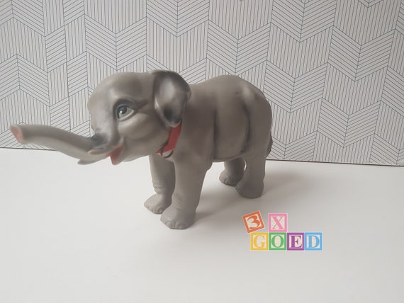 Vintage Rubber Toy Circus Elephant With Red Collar - Etsy