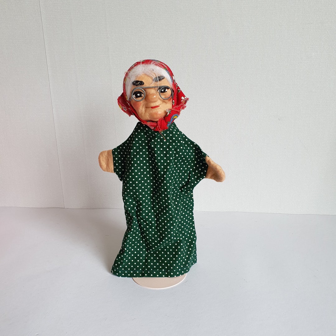 Vintage Jodeca AG Hand Painted Grandmother Composition Head Hand Puppet ...