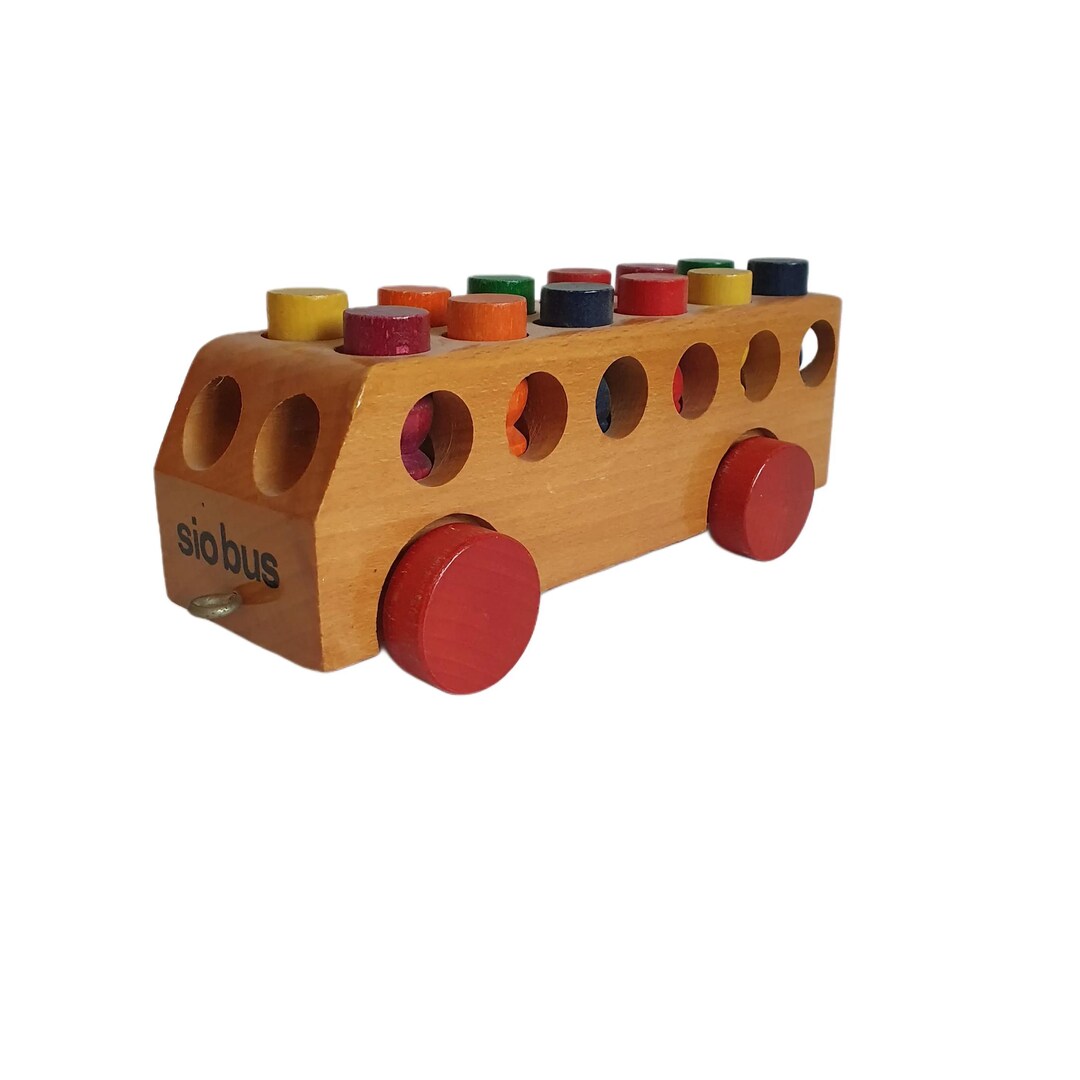 Vintage SIO Wooden Bus W/ Peg Passengers - Etsy