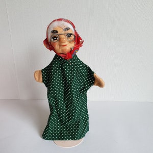 Vintage Jodeca AG Hand Painted Grandmother Composition Head Hand Puppet ...