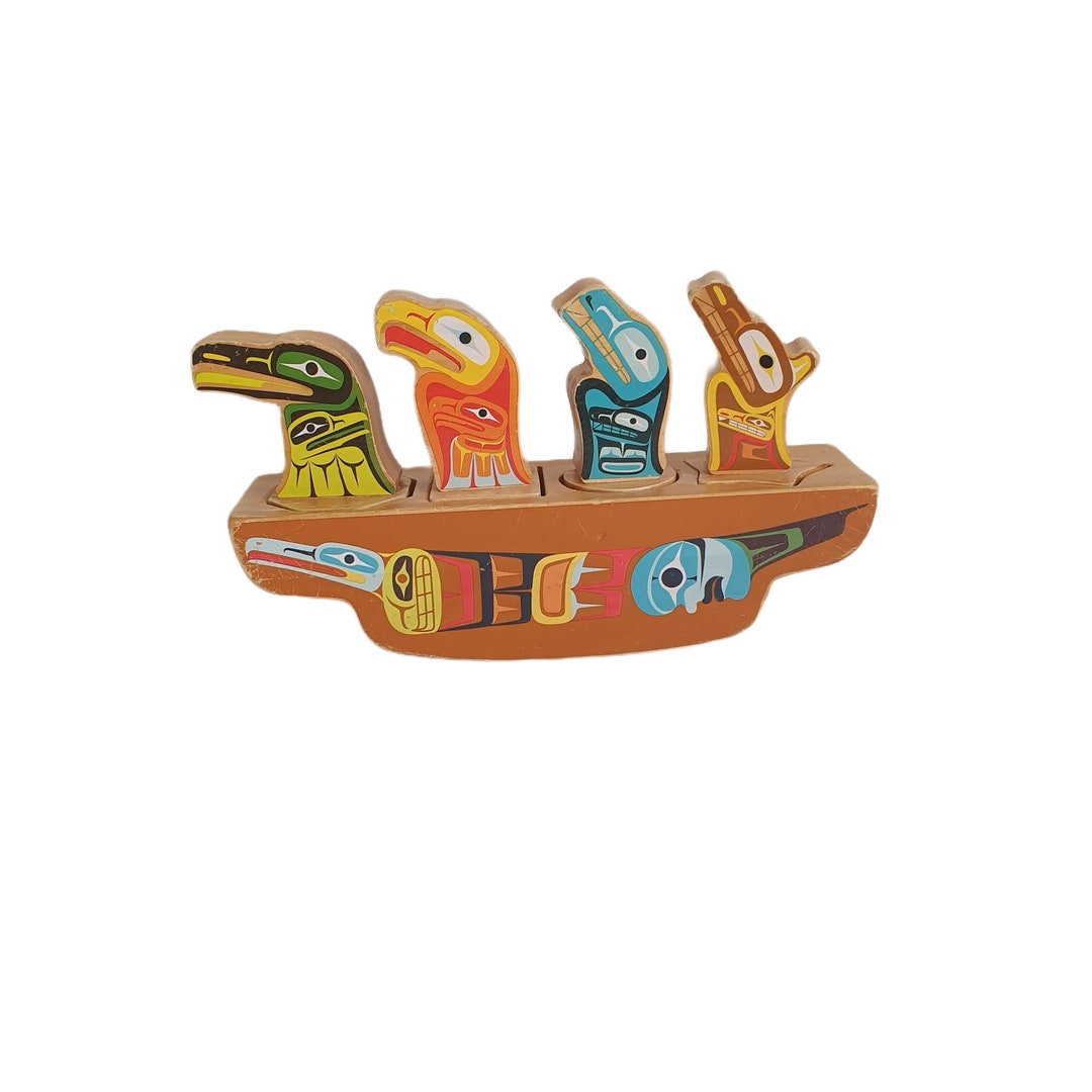 Vintage Wooden Learning Shapes Animal Journey First Nations Shape ...
