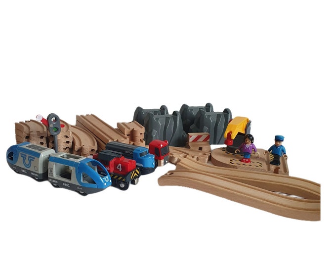 Vintage Brio Wooden Train Set W/ Silo and Bridge (32 Pcs) - Etsy
