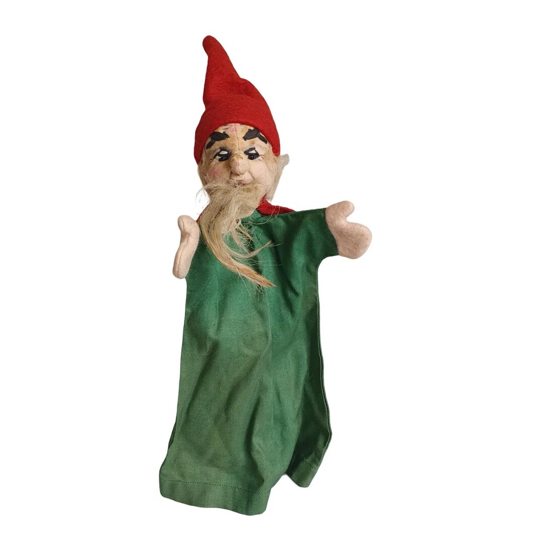 Vintage Dresden Curt Meissner Gnome Hand Puppet 17"• 1960s East German ...