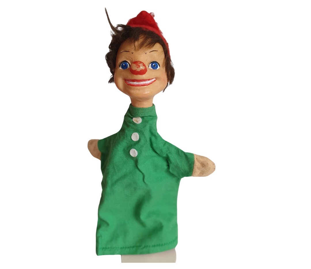 Vintage Jodeca AG Hand Painted Clown Composition Head Hand Puppet Made ...