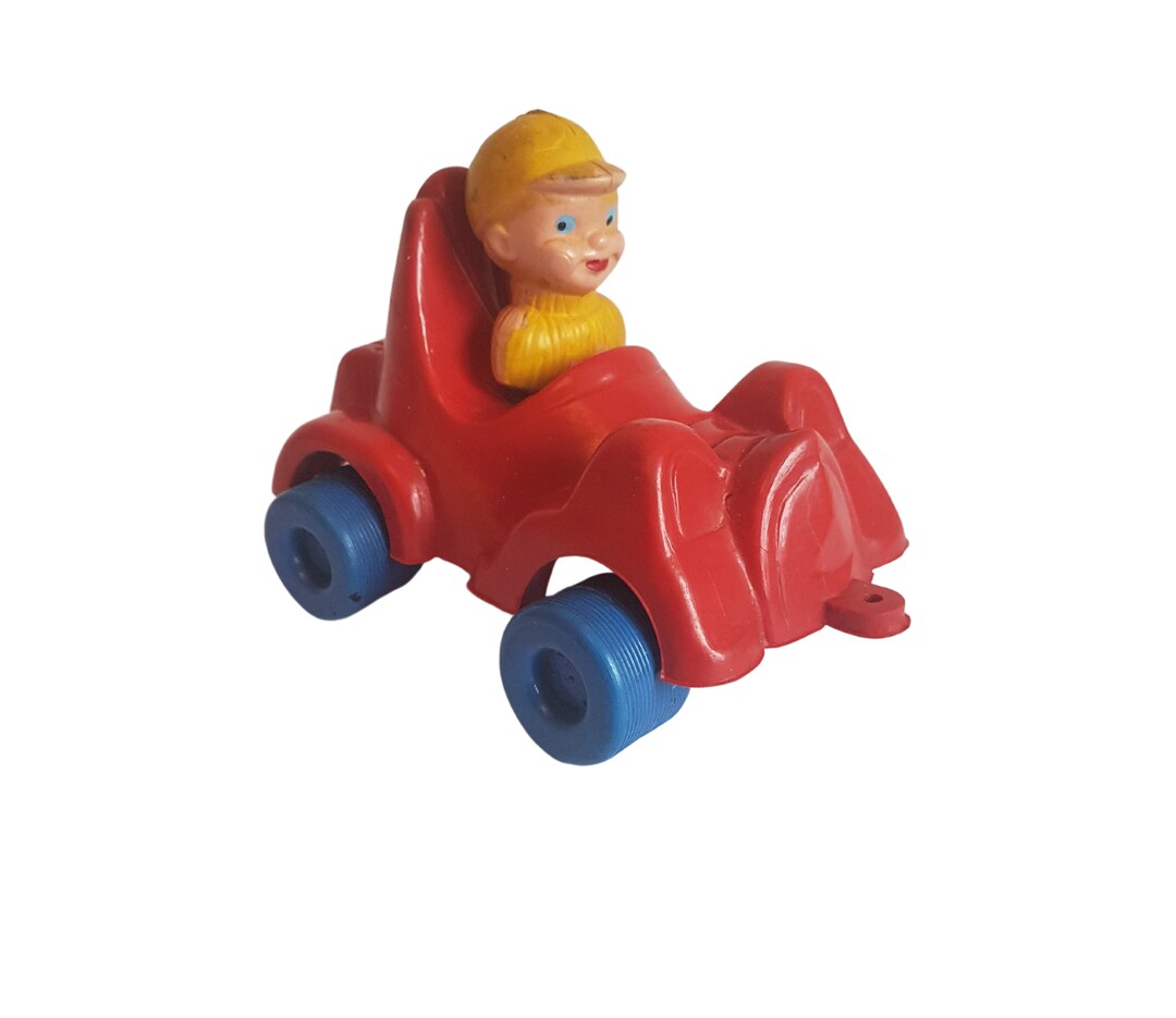 Vintage Rubber Racing Car • Vinyl Toy Race Car • 1960s–70s Soft Plastic ...
