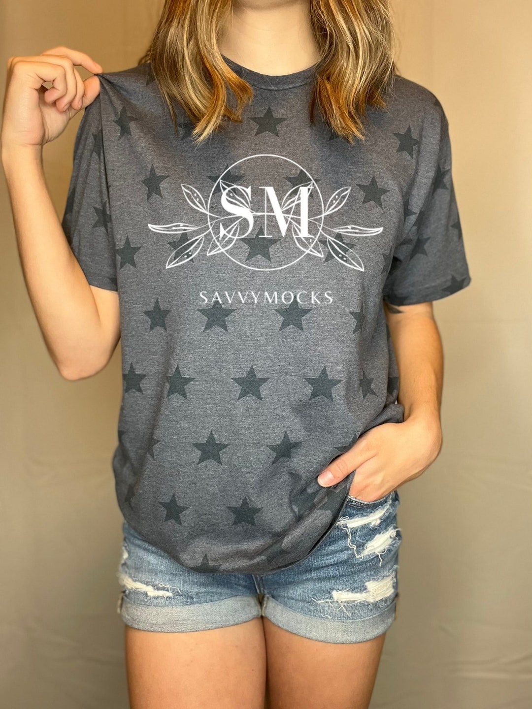 Code Five 3929 Denim Star - Savvymocks- Model Mockup - Etsy