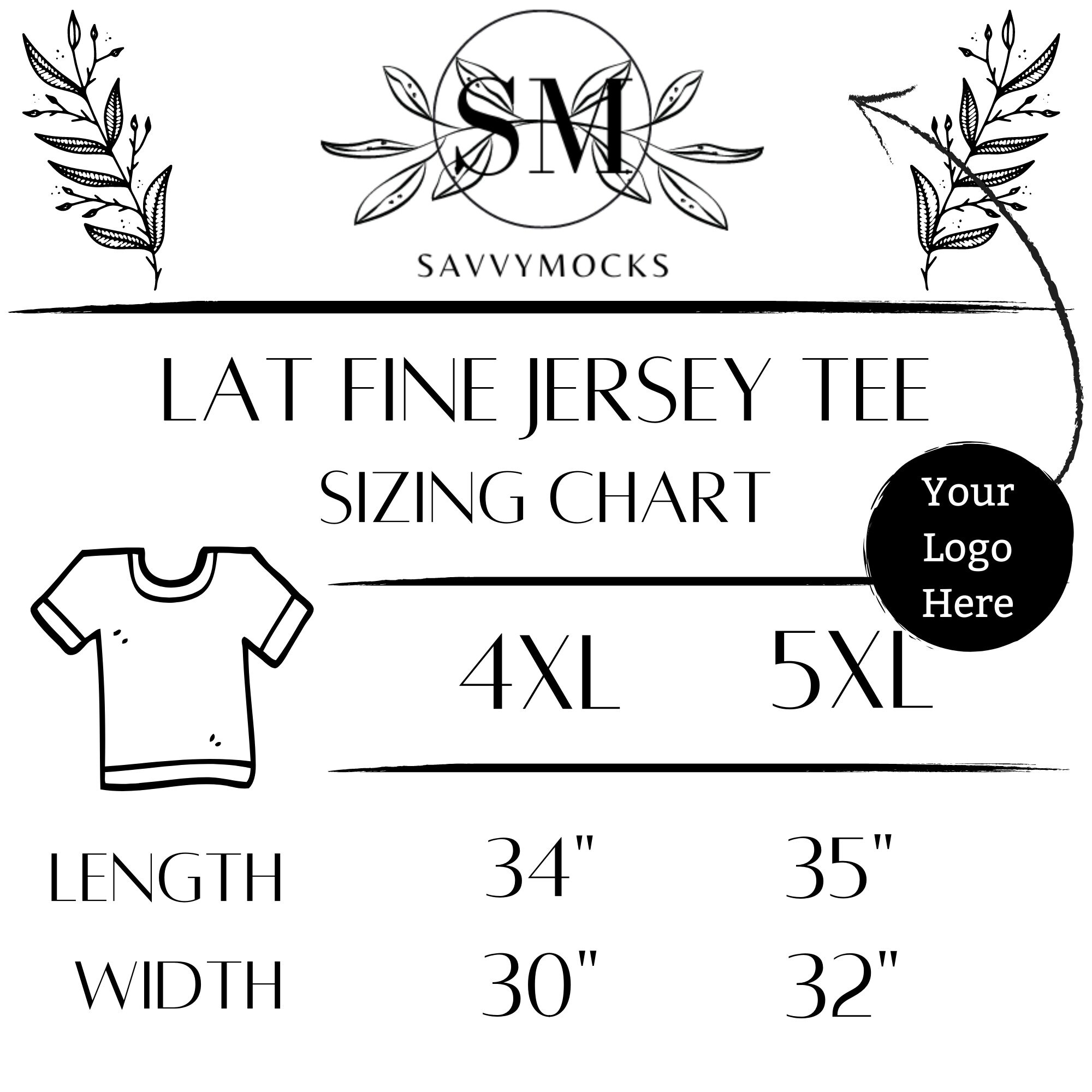 Lat 6901 Fine Jersey Tee Sizing Chart Savvymocks Etsy