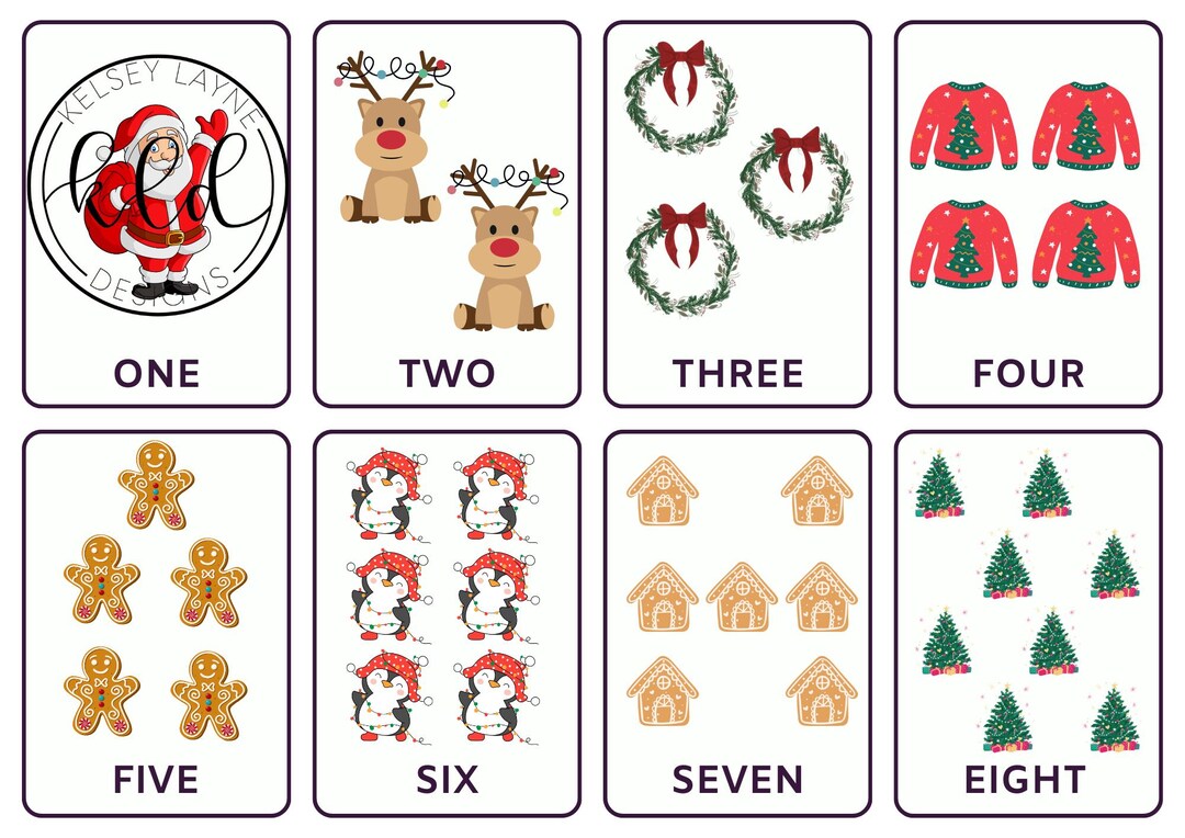 Christmas Counting Flashcards (20) - Digital Download - Etsy