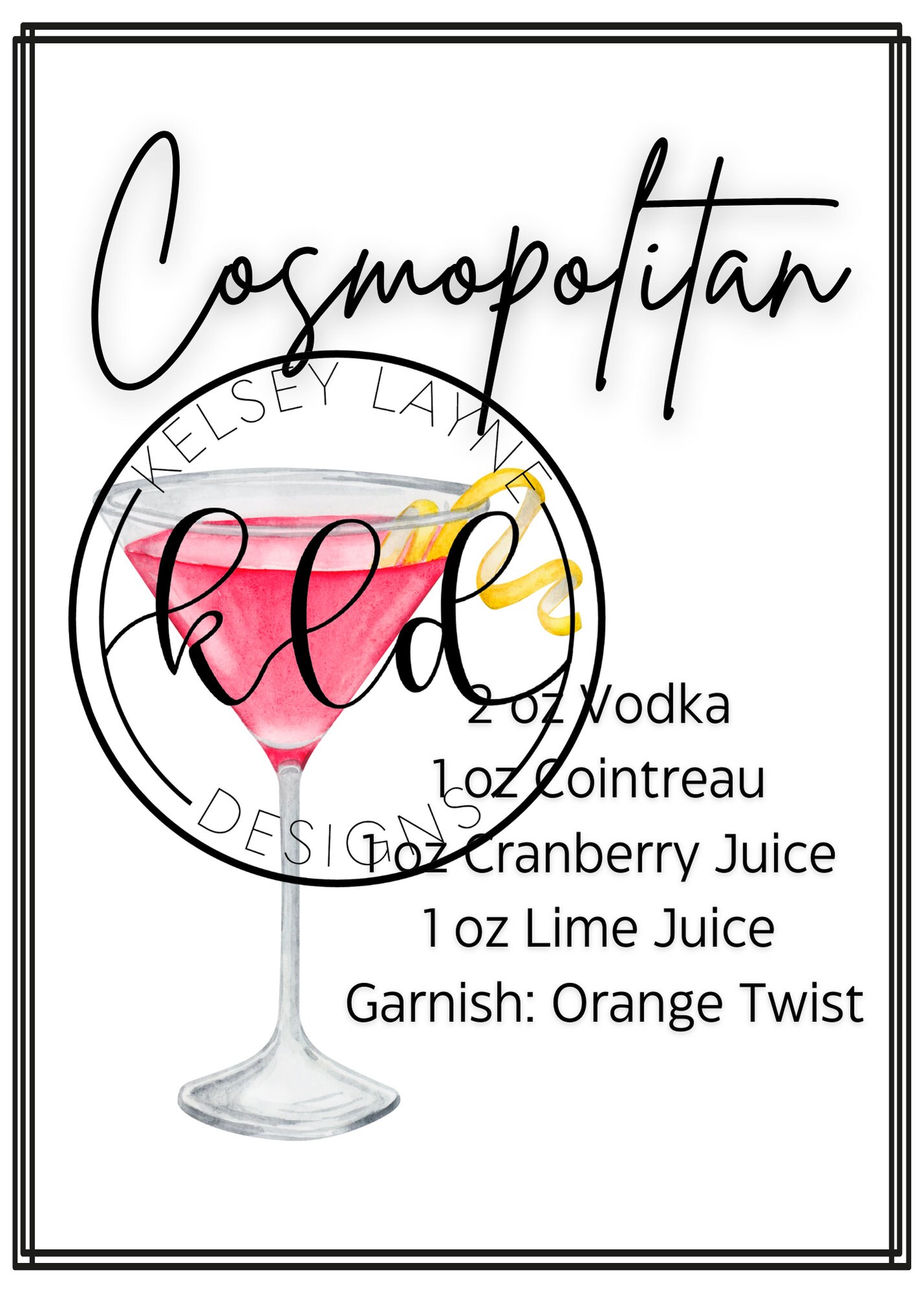 Cosmopolitan Cocktail Print - Etsy