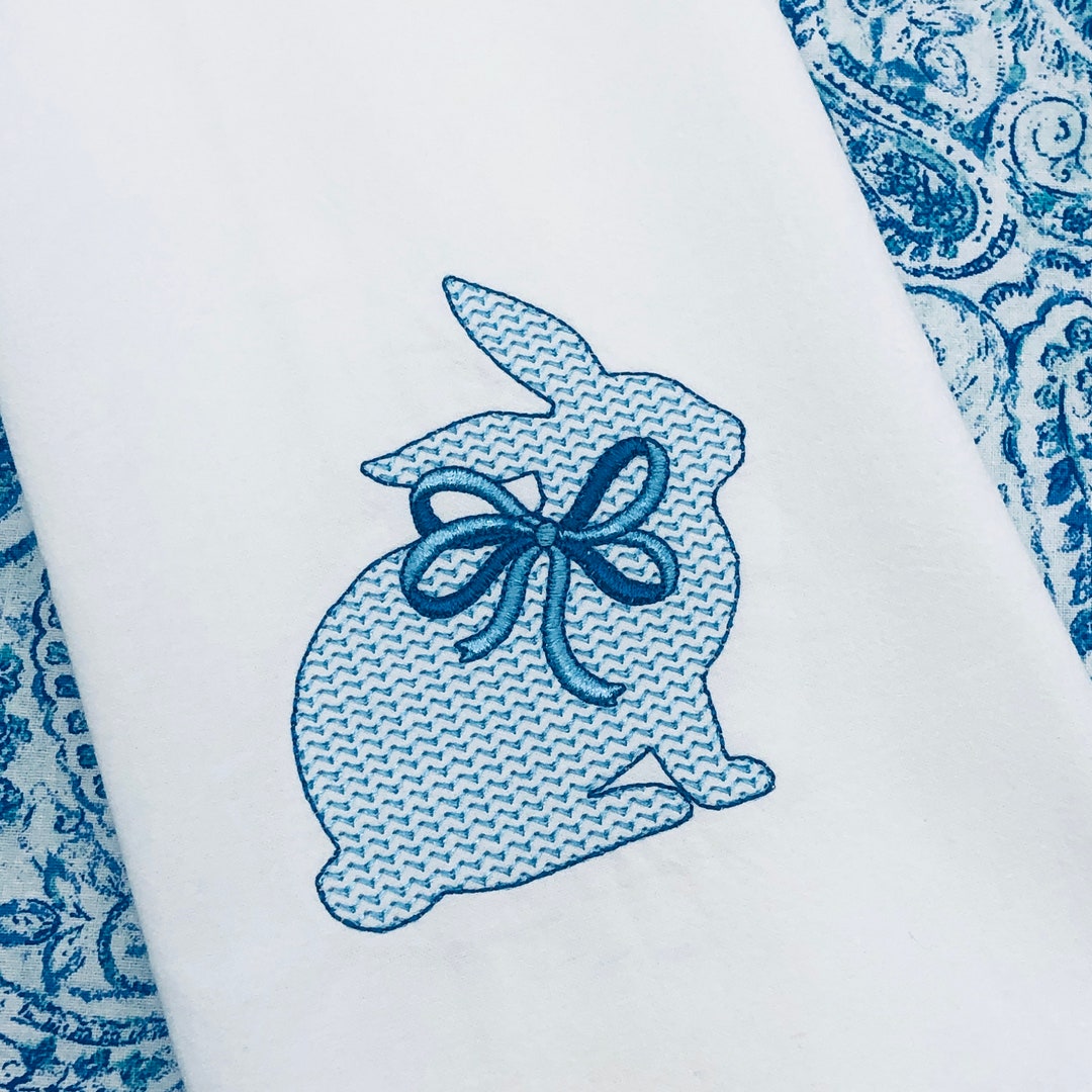 Easter Bunny Towel Embroidered Easter Towel Housewarming Gift Hand Tea ...