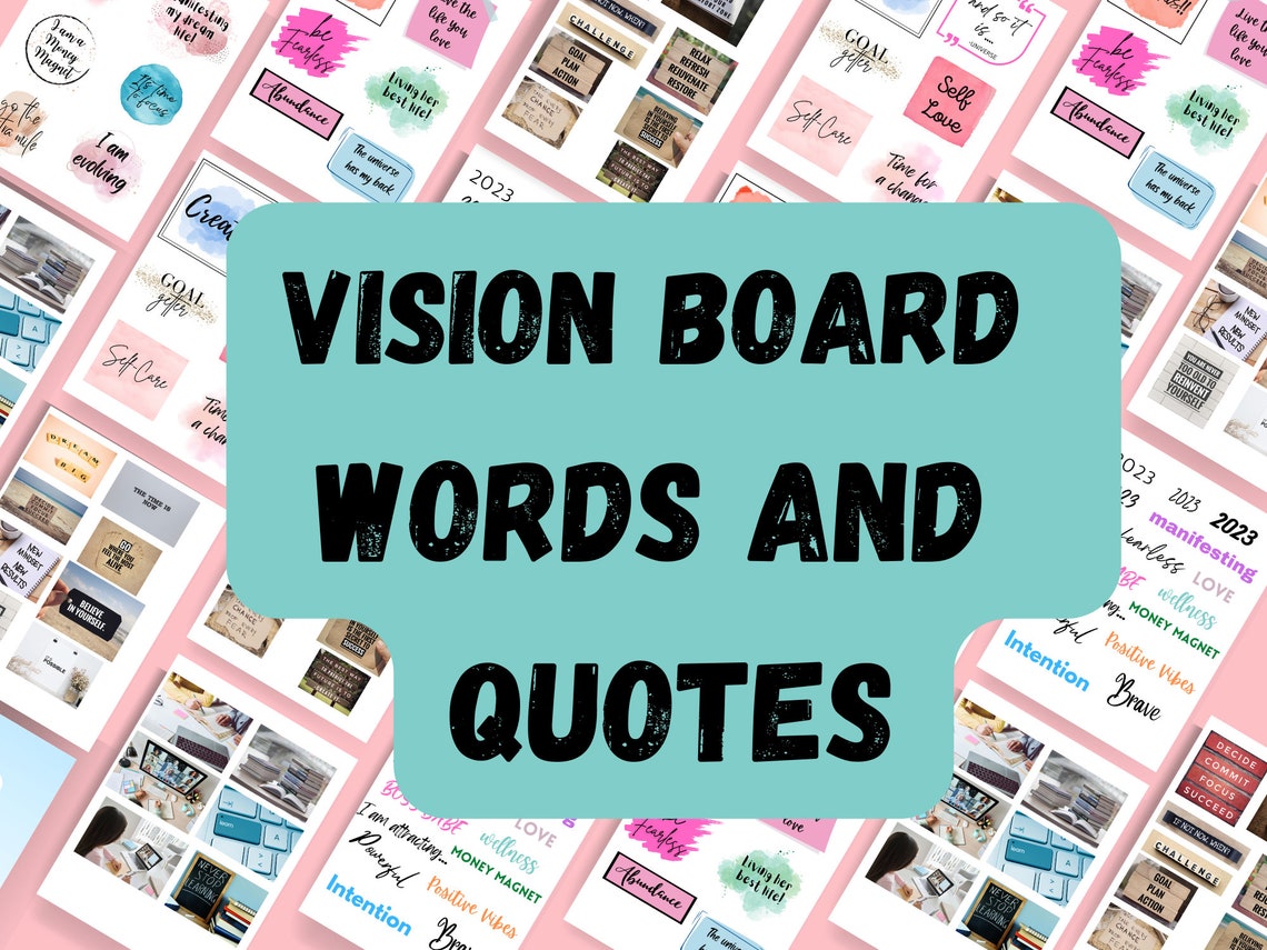 Vision Board Printable Words And Quotes Etsy