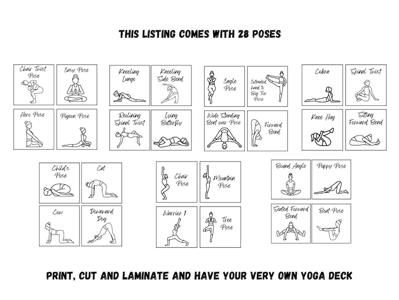 Yoga Cards Printable, Easy Yoga Poses, Yoga Meditation - Etsy
