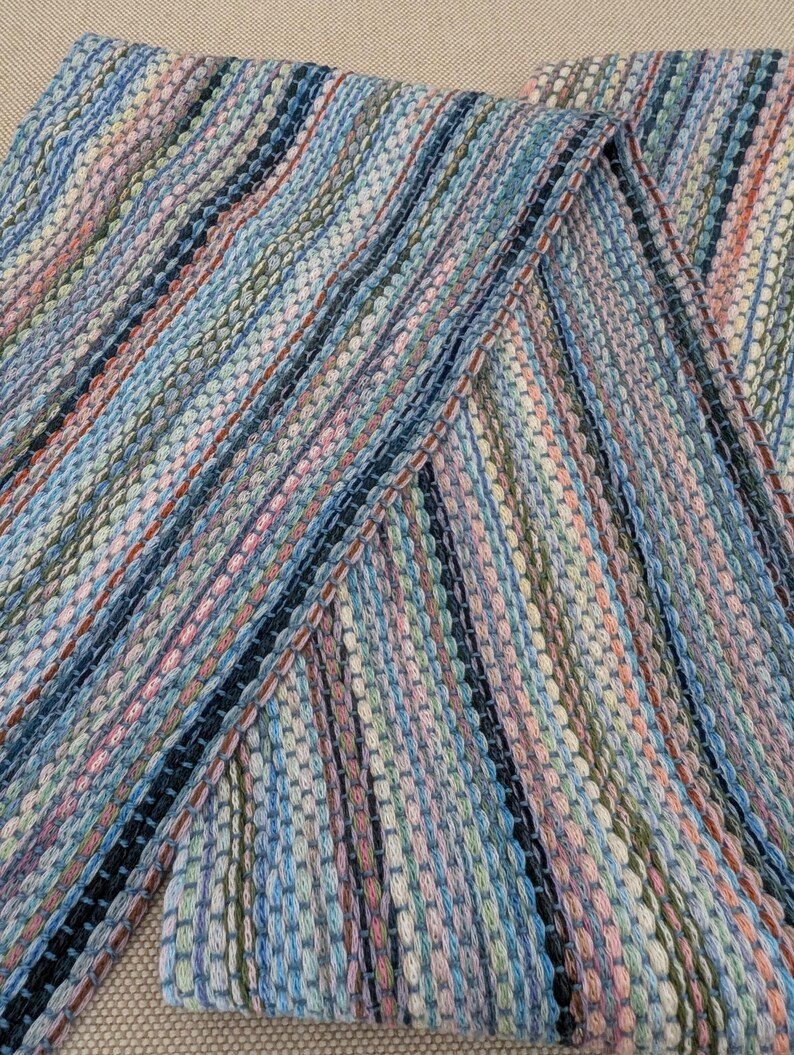 Cotton Candy Blue & Pink Stripe Ribbon Handwoven Scarf in 67 Silky Soft ...