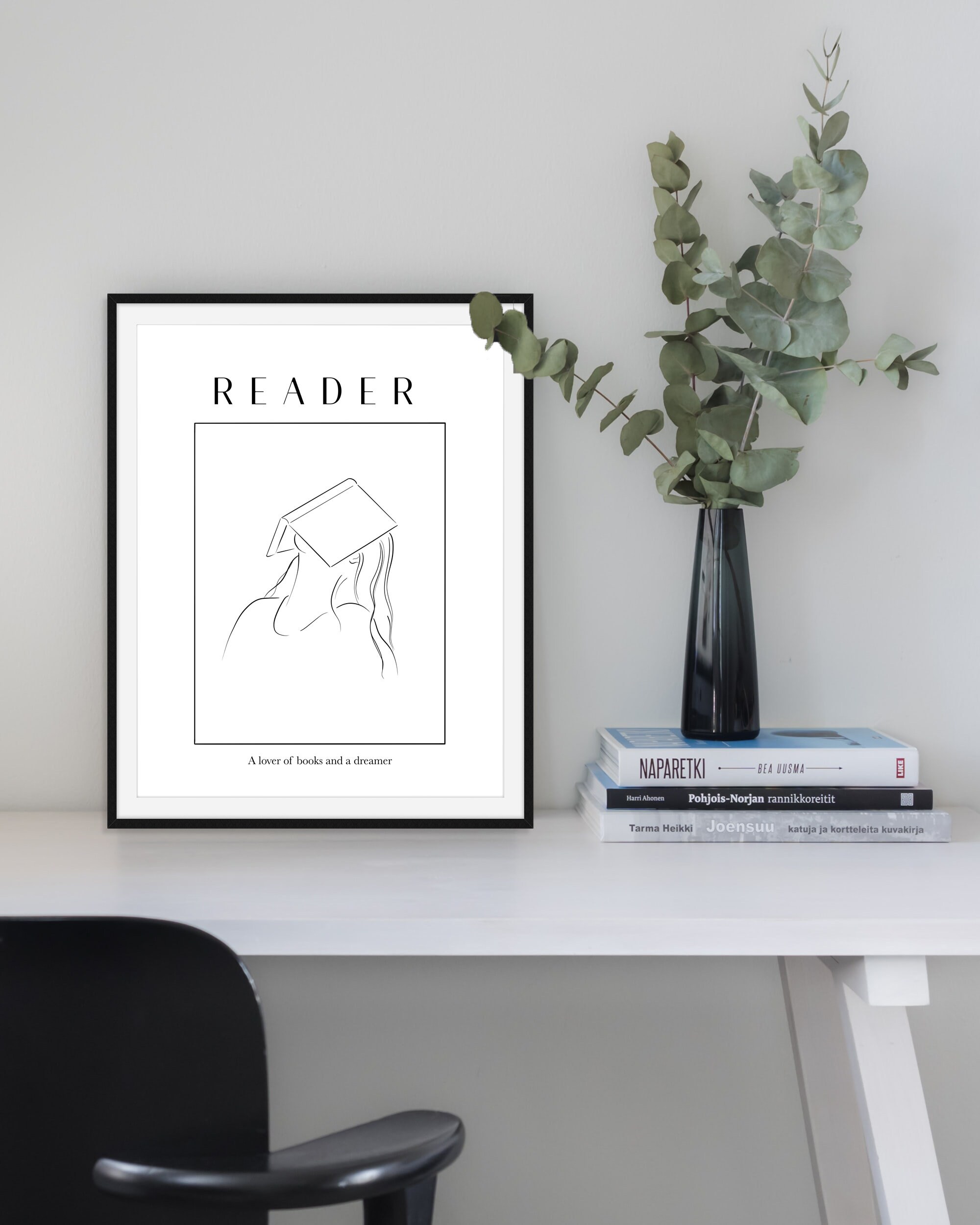 Bookish Prints, Book Wall Art, Minimalist Line Art, Home Decor, Wall ...