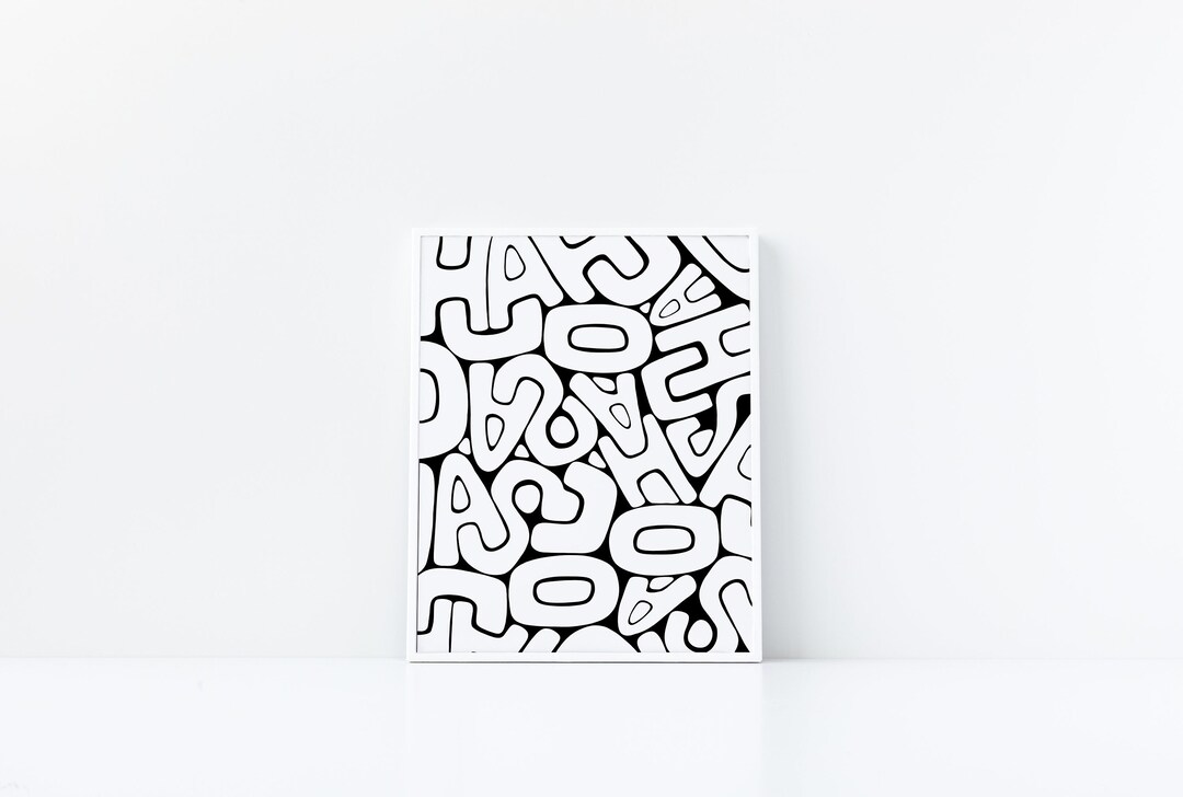 Chaos Print, Black and White Chaos Poster, Typography Art Prints, Retro ...