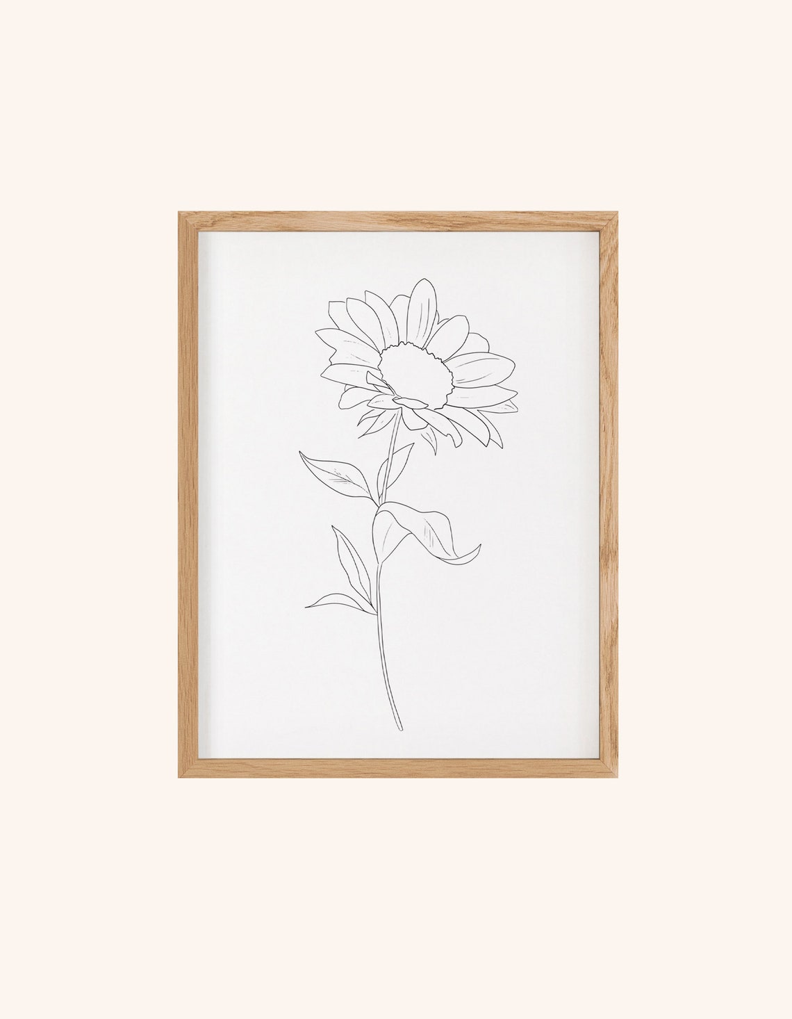 Sunflower Line Art, Sunflower Drawing, Line Drawing Print, Flower Line ...