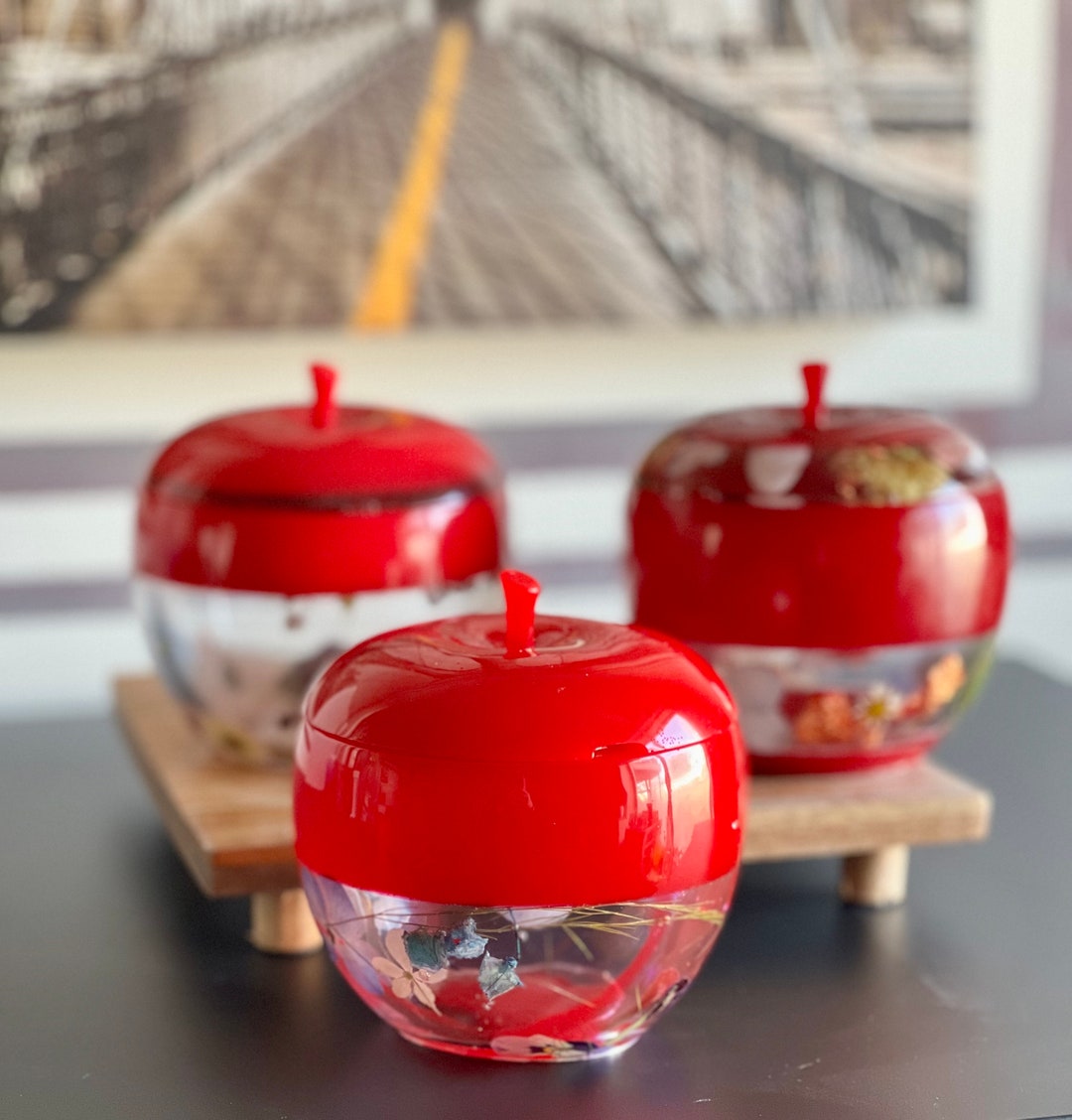 Teacher Gift, Apple Jar, Resin Container, Apple Shaped Jar, Teacher ...