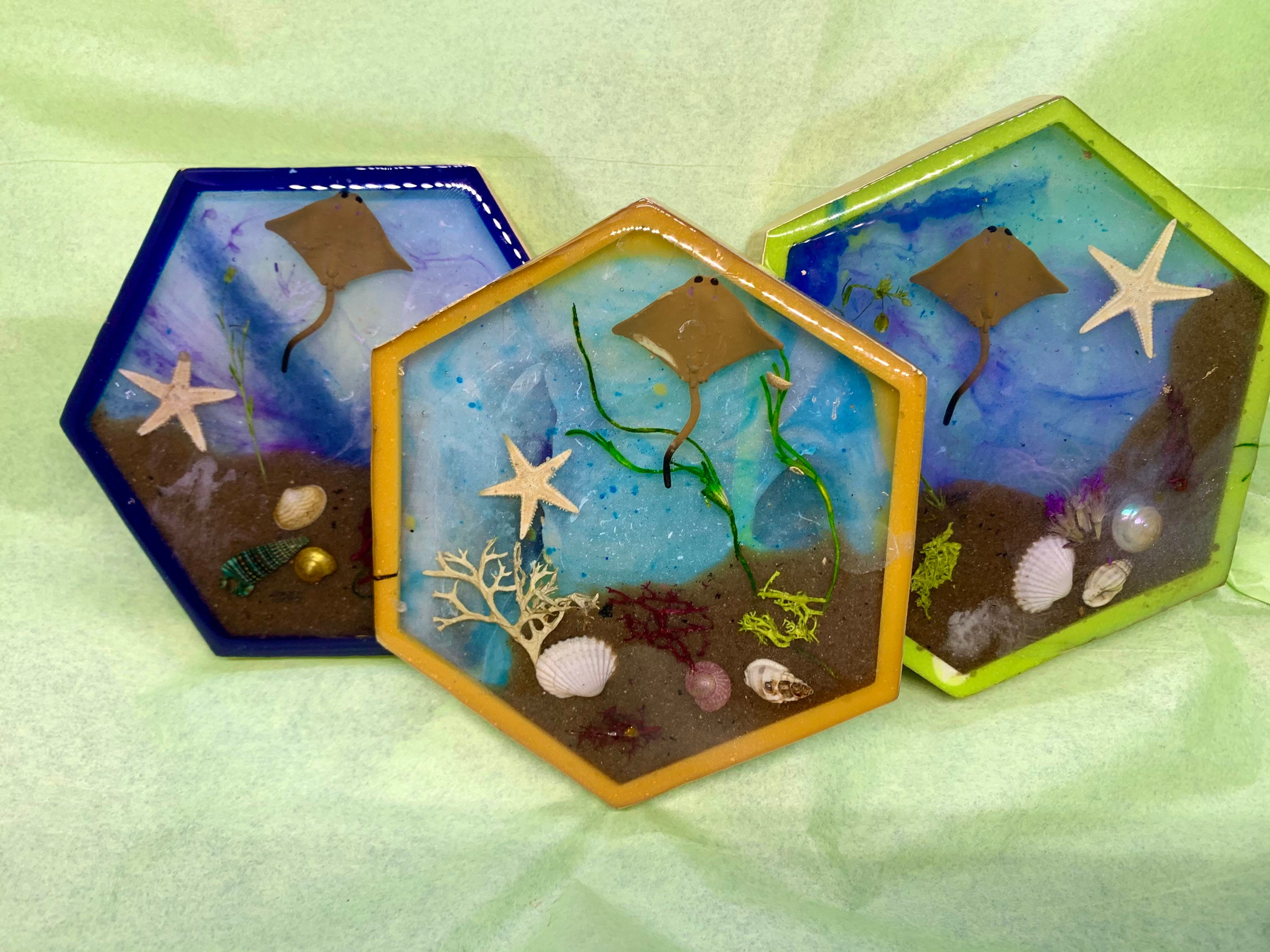 Resin Beach Scene Coasters For Beach House Gift for Beach | Etsy