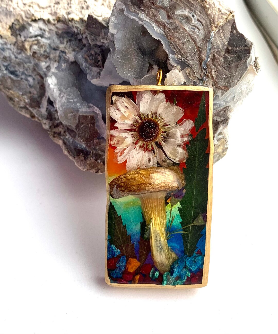 Real Mushroom Necklace, Marijuana Leaf Jewelry, Cottagecore Necklace ...