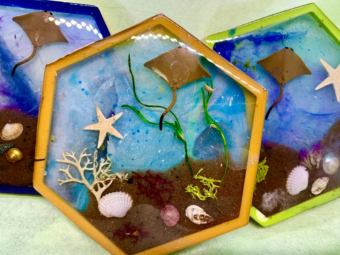 Resin Beach Scene Coasters, for Beach House, Gift for Beach Lover ...