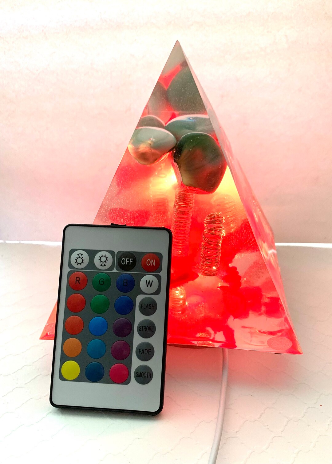 Orgone Resin Pyramid Lamp, EMF Protection, Chakra Gift, Meditation ...