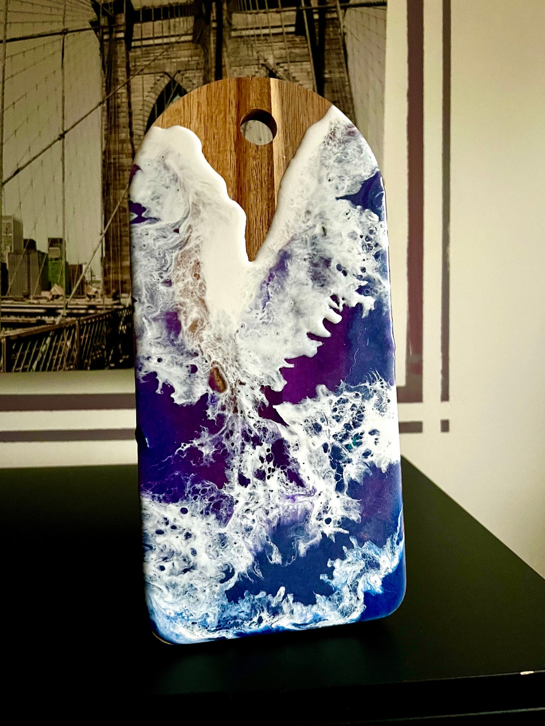 Resin Cheese Board, Purple Kitchen Ware, Epoxy Charcuterie Board, Ocean ...