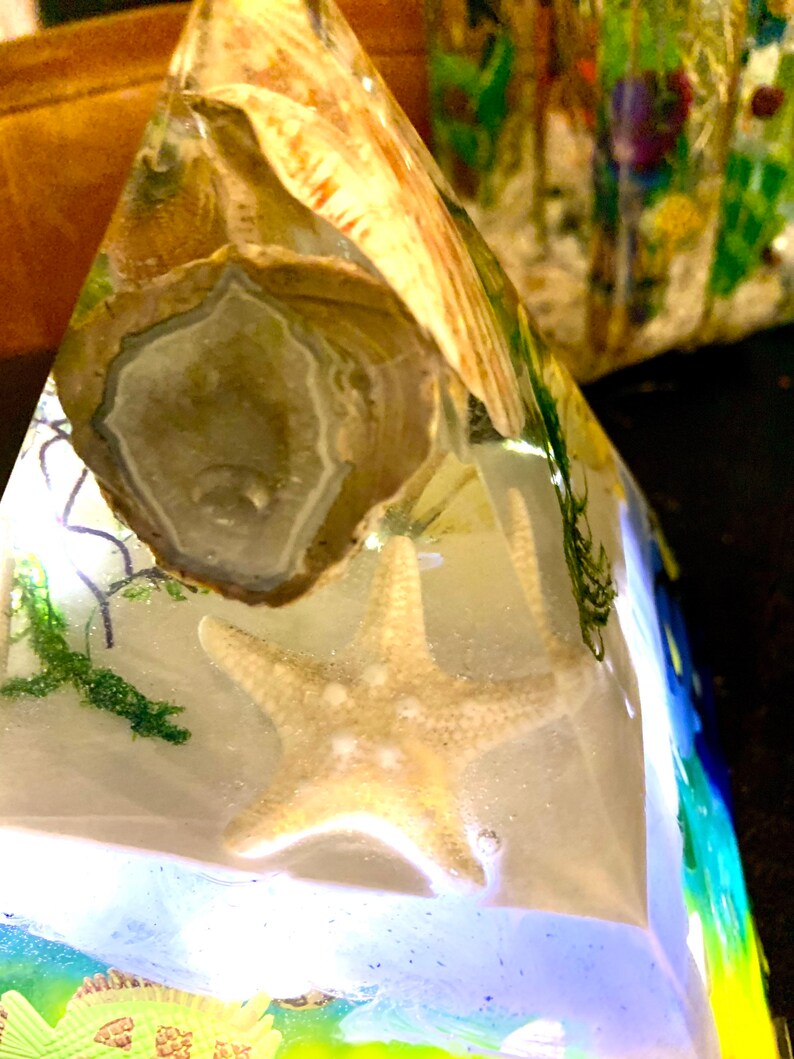 Rainbow Pyramid Lamp Weirdcore Resin Light Epoxy Ocean Scene - Etsy