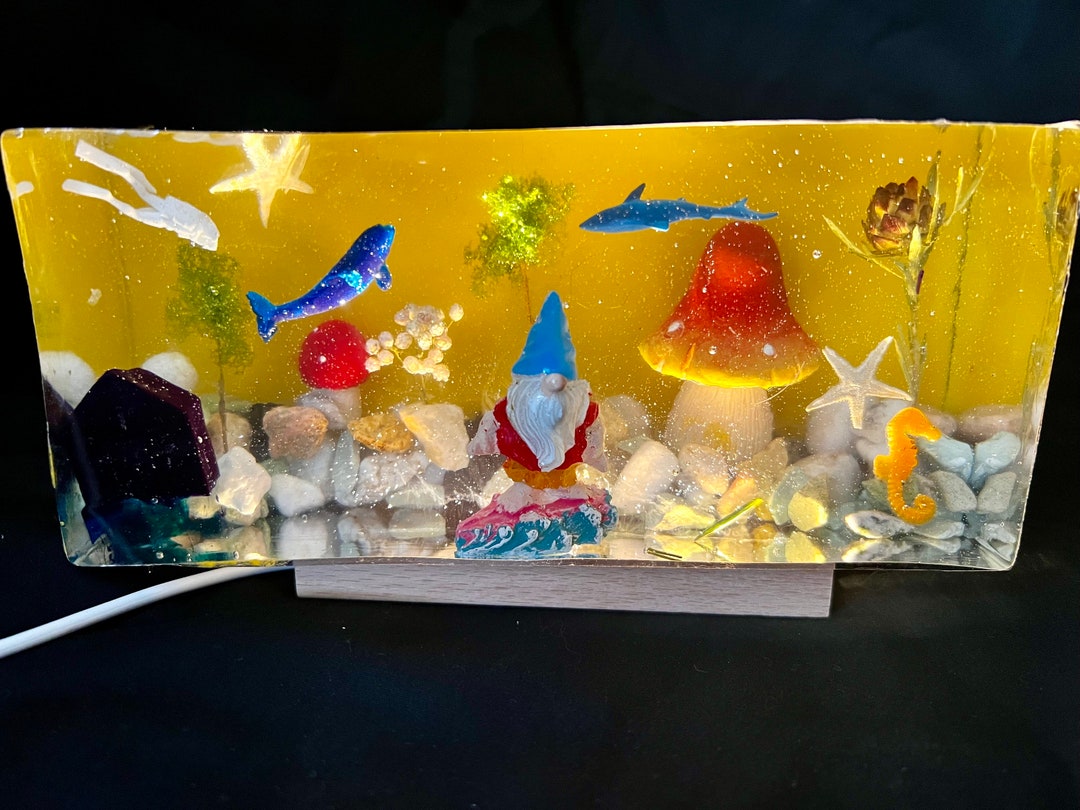 Resin Diorama Lamp, Garden Gnome Gift, Cottagecore Decor, Weirdcore ...