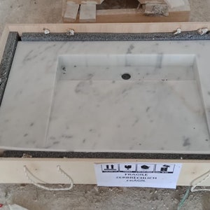 White Marble Sink Rectangle Shaped • Custom Marble Sink Rectangle ...