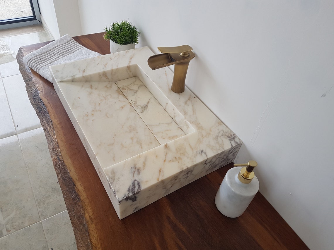 Custom Marble Sink Farmhouse Marble Sink Hidden Drain Sink - Etsy