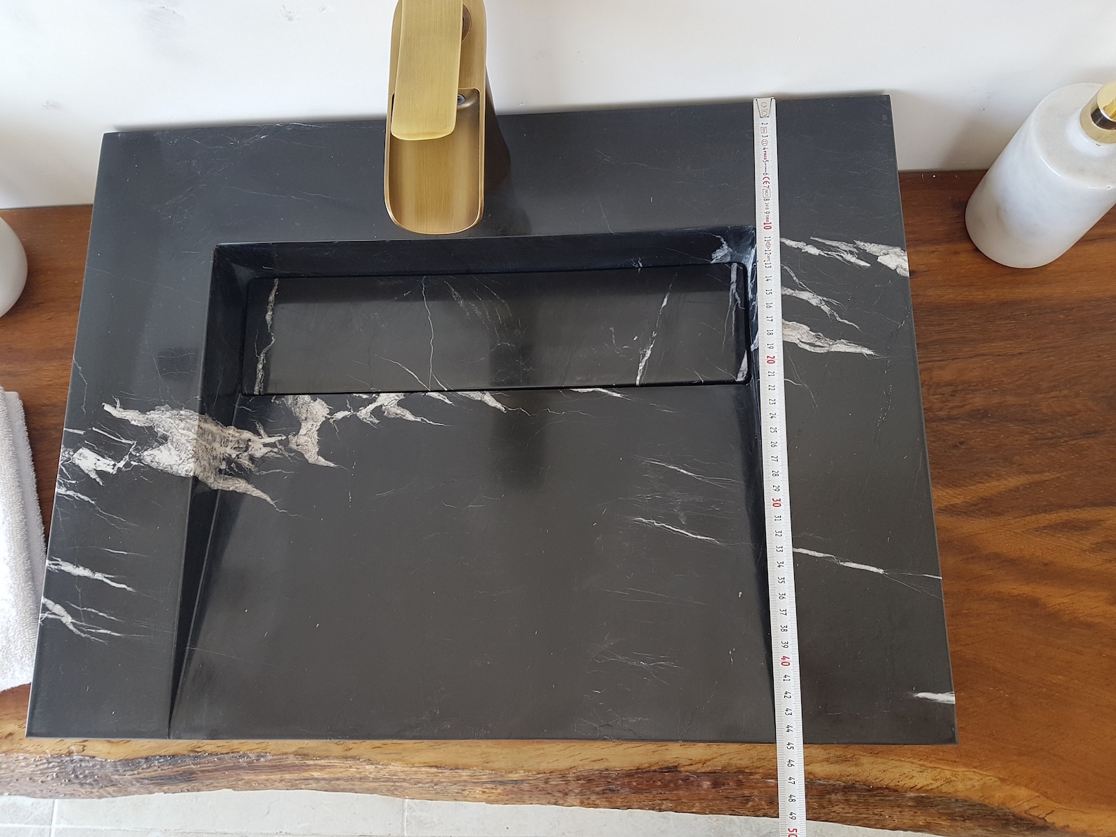 Hidden Drain Sink • Bathroom Sink • Black Ramp Sink • Marble Sink ...