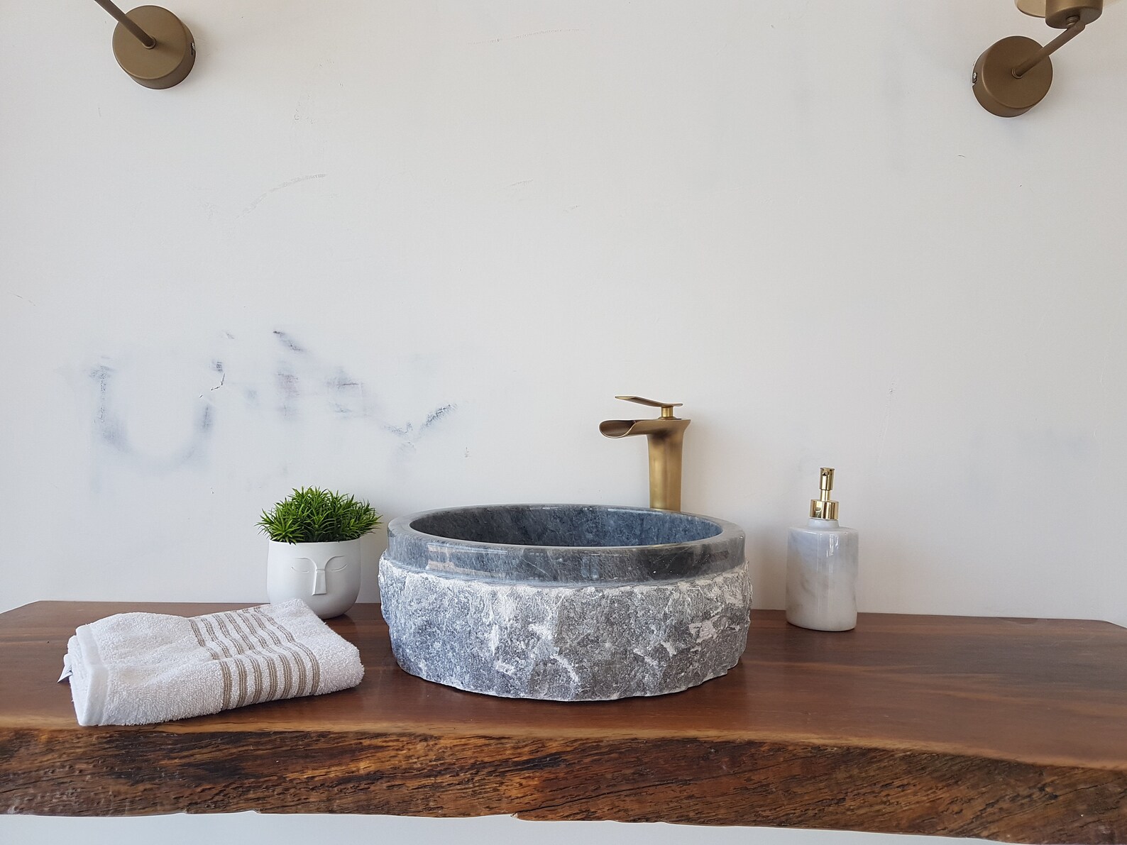 Sink Vanity Vessel Sink Stone Sink Gray Marble Sink - Etsy