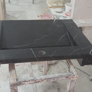 Custom Marble Sink • Farmhouse Marble Sink • Hidden Drain Sink • Wall ...