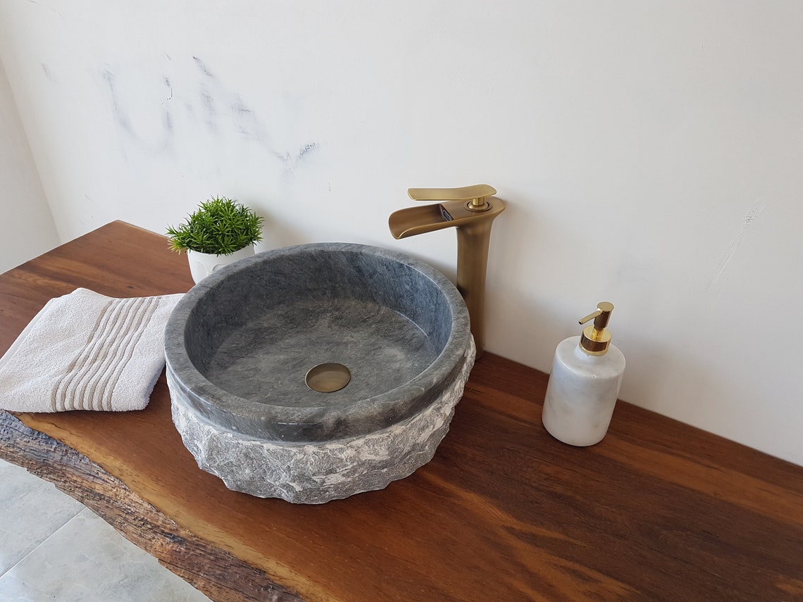 Sink Vanity Vessel Sink Stone Sink Gray Marble Sink - Etsy