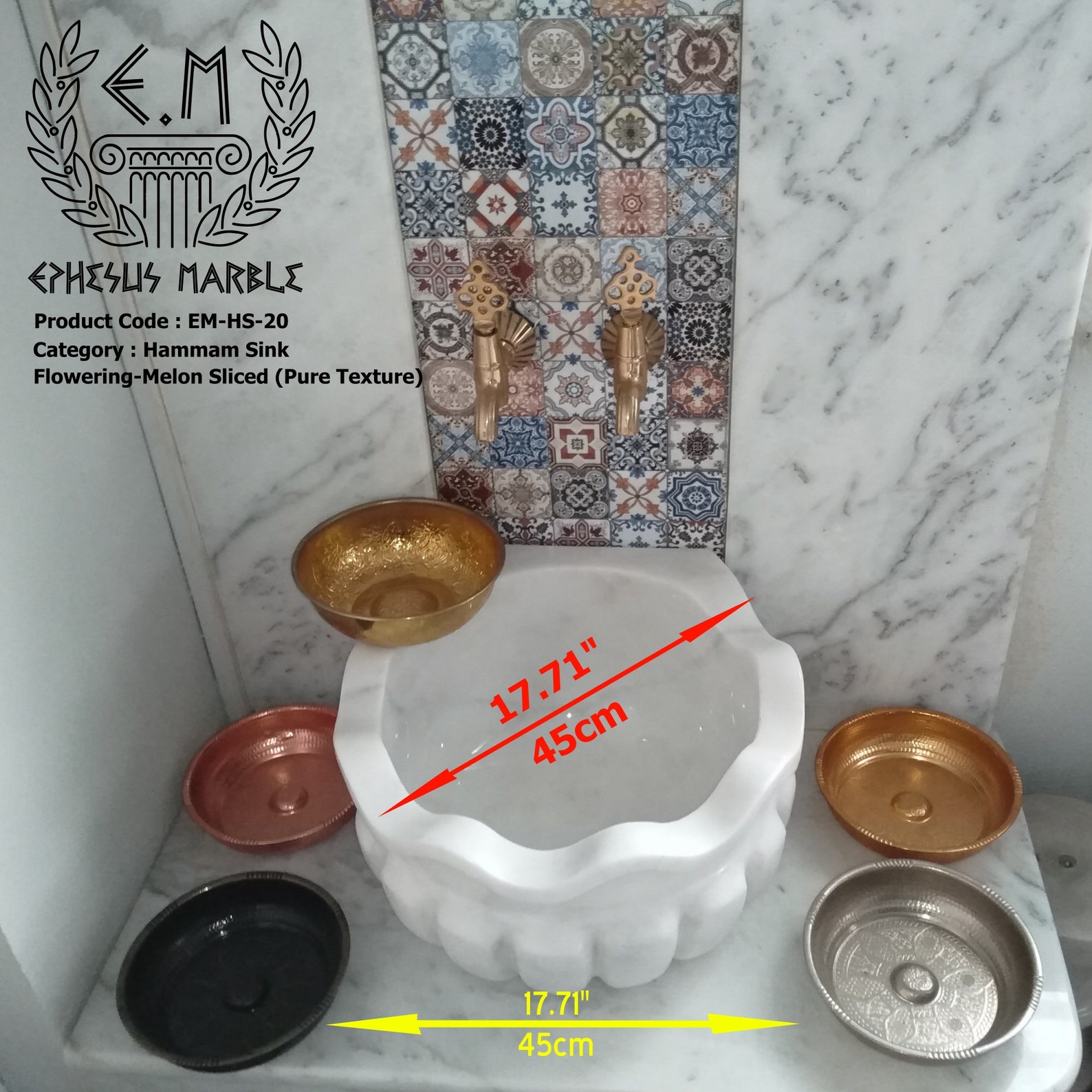 Turkish Bathroom Sink, Turkish Hammam Sink, Spa Sink, Flowering Melon ...