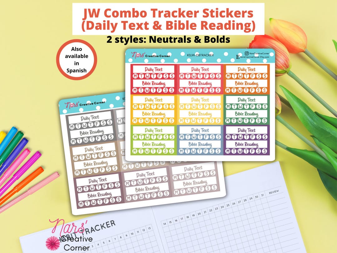 JW Daily Text/bible Reading Habit Tracker Combo Sticker Sheet Spiritual ...