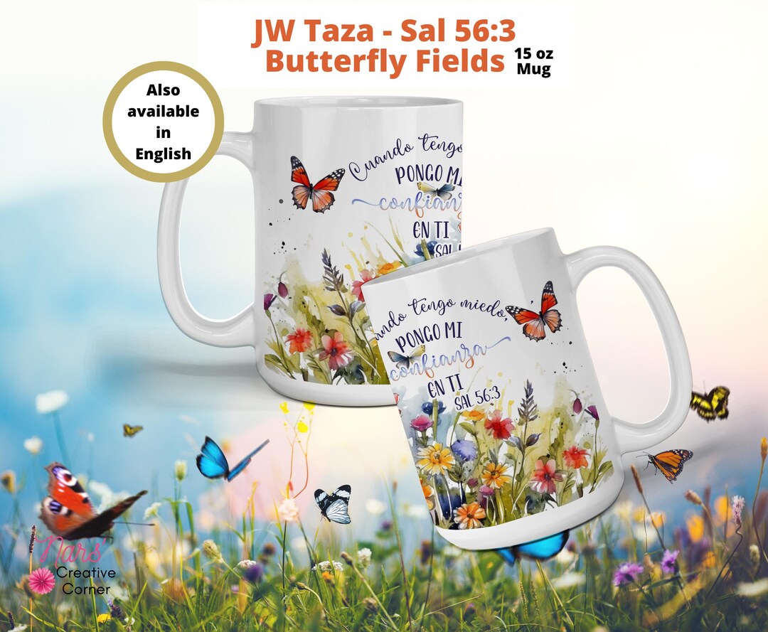Butterfly Fields Mug - Sal 56:3, 15oz Ceramic (spanish) - Etsy