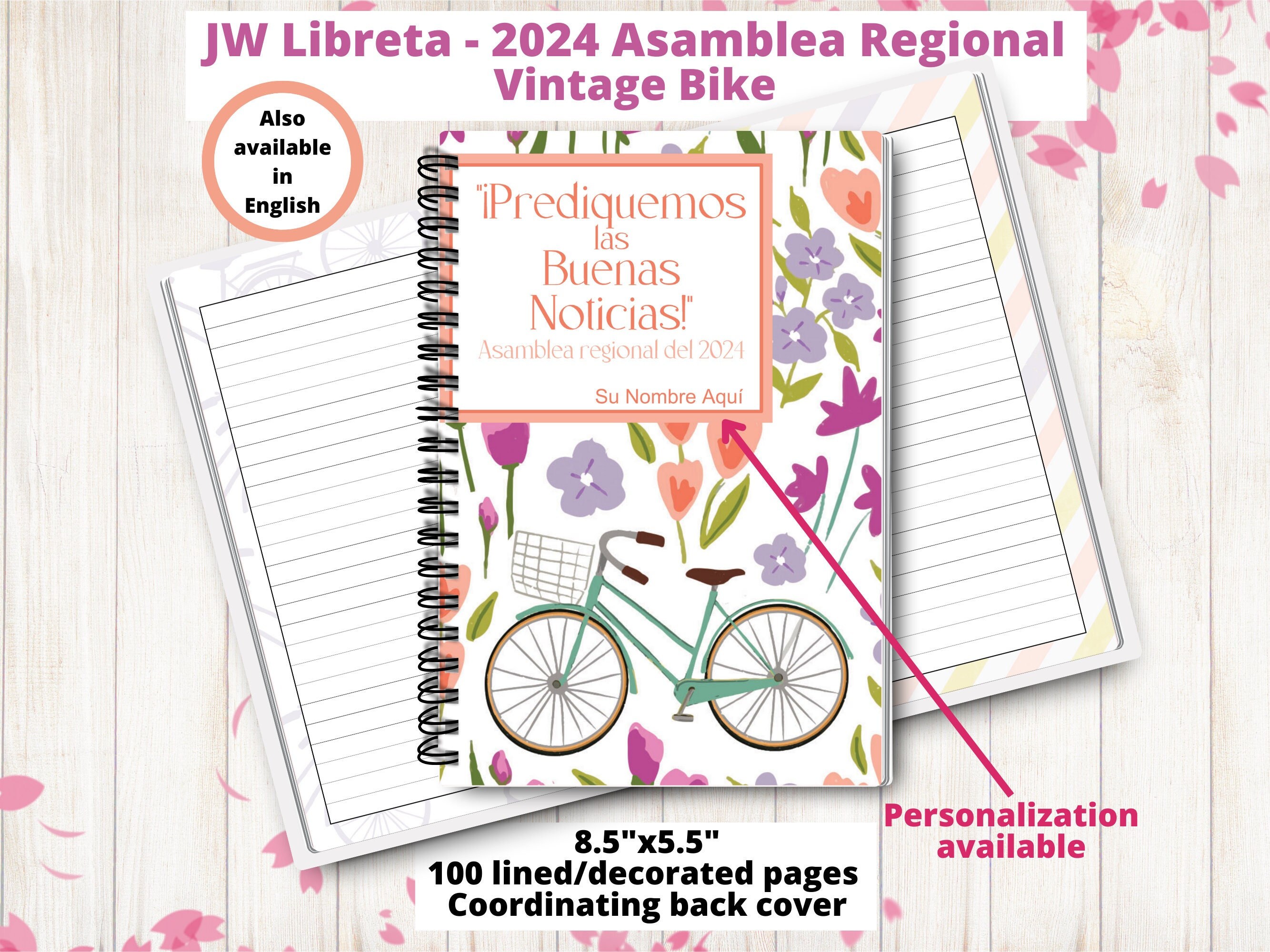 JW 2024 Asamblea Regional Personalizado Libreta Diario Agenda Vintage Bike Prediquemos Las ...