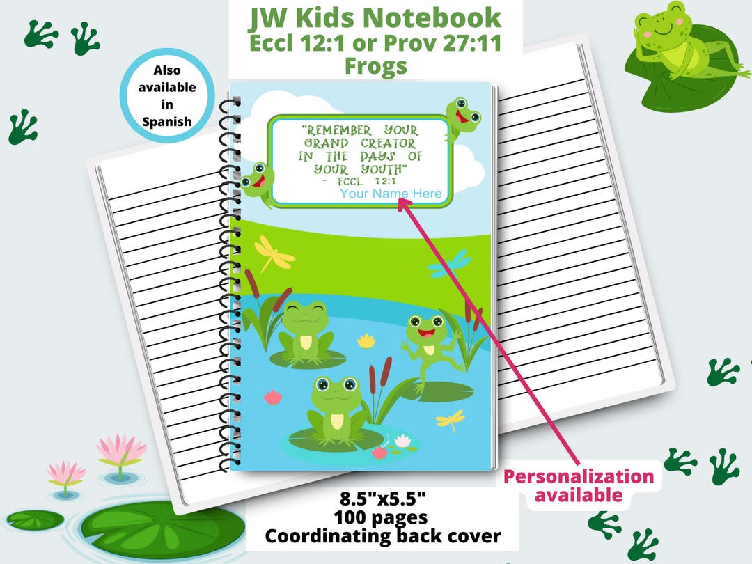 Personalized Kids Notebook - Ecc 12:1, Frogs, Caleb - Etsy