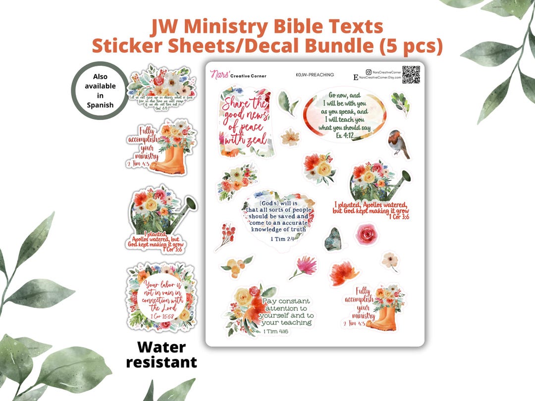 Ministry Sticker Sheet/decal Bundle W/ Bible Texts: (set of 5), Pioneer ...