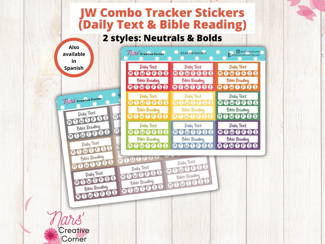 JW Daily Text/bible Reading Tracker Combo Stickers - Etsy