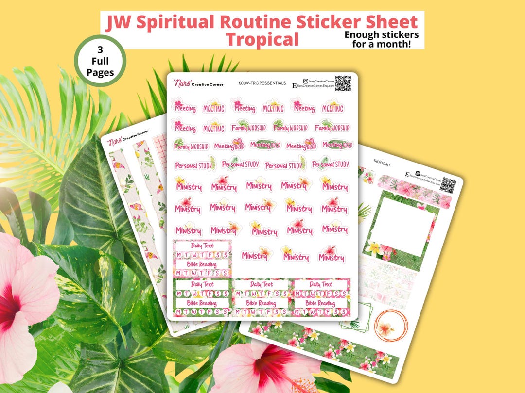 Spiritual Routine Icon/journaling Sticker Sheets: Tropical, Planner ...