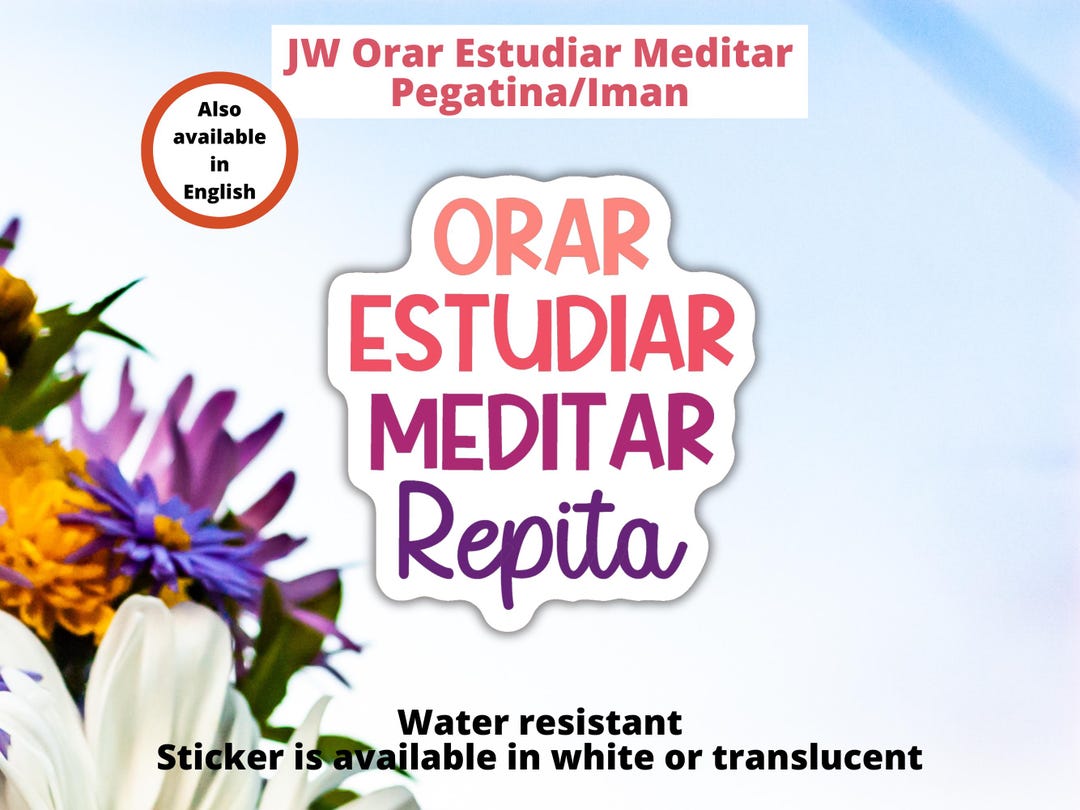 JW Orar Estudiar Meditar Repita Pegatina/iman Spanish | Estudio ...