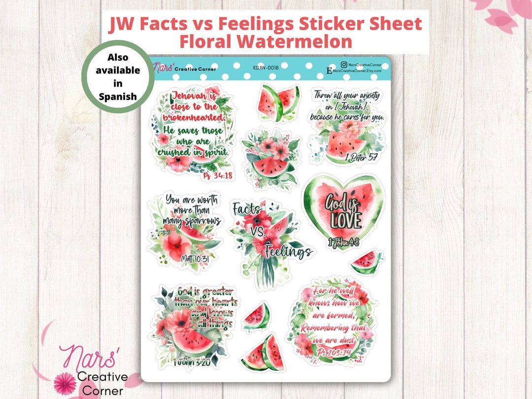 JW Facts Vs Feelings Sticker Sheet Floral Watermelon - Etsy